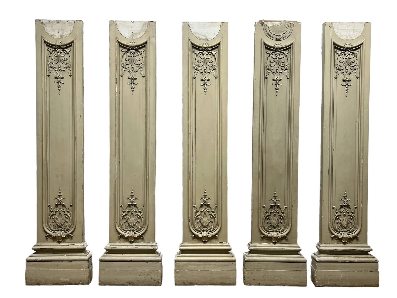 5 Pc French Wooden Columns 91 1/2"h, 21:l, 6"w Auction