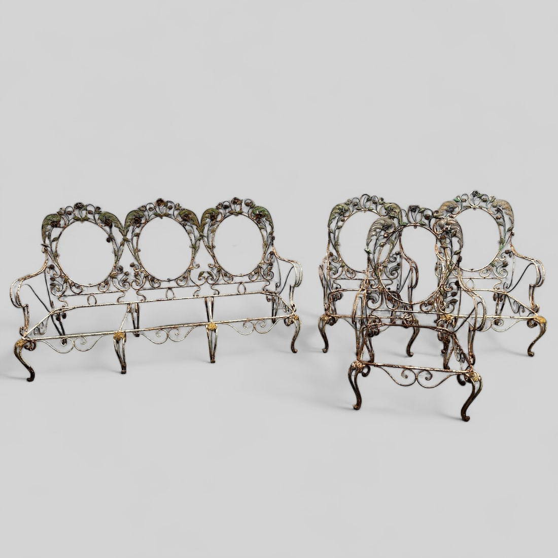 4 Pc French Garden Furniture 42"h, 71"l,25"w (couch) / 42"h 26"l, 25"w ...