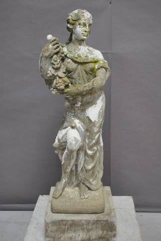 Concrete Garden Statue Lady With Grapes