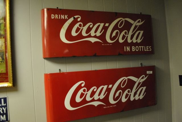 Porcelain Coca Cola Sled Sign X2