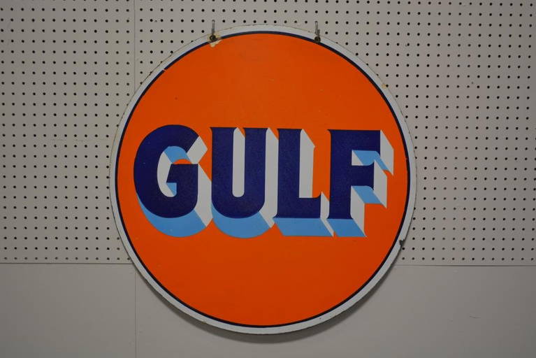 Porcelain Double Sided Gulf Sign 30" Round