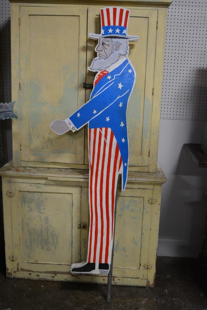 Wooden Uncle Sam Flag Holder 79" x 21"