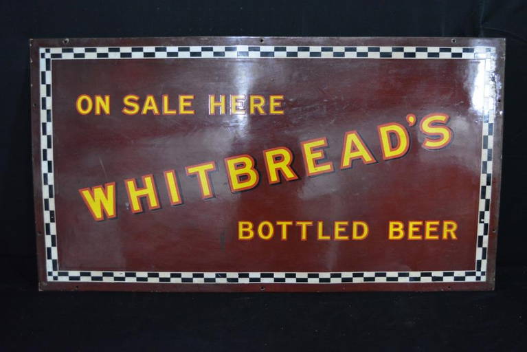 Porcelain Whitbread's Beer Sign 24" X 44"