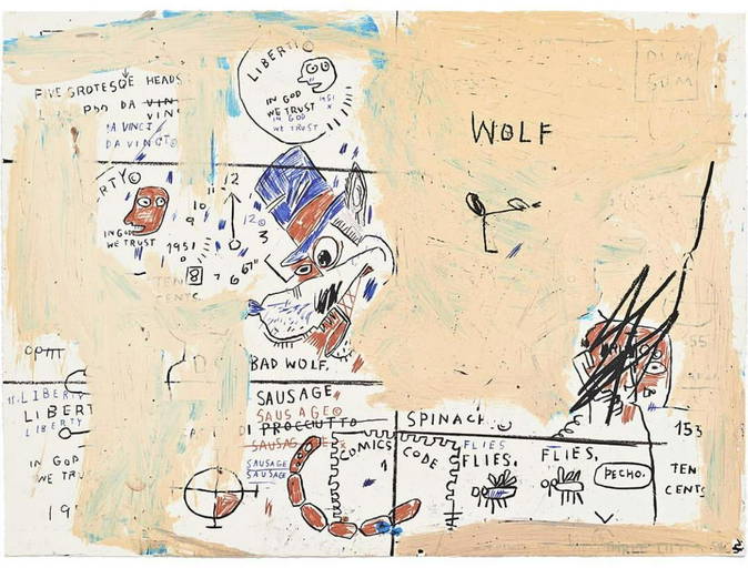 Jean-Michel Basquiat - Wolf Sausage (#0065) on Nov 11, 2021 | Dane Fine ...