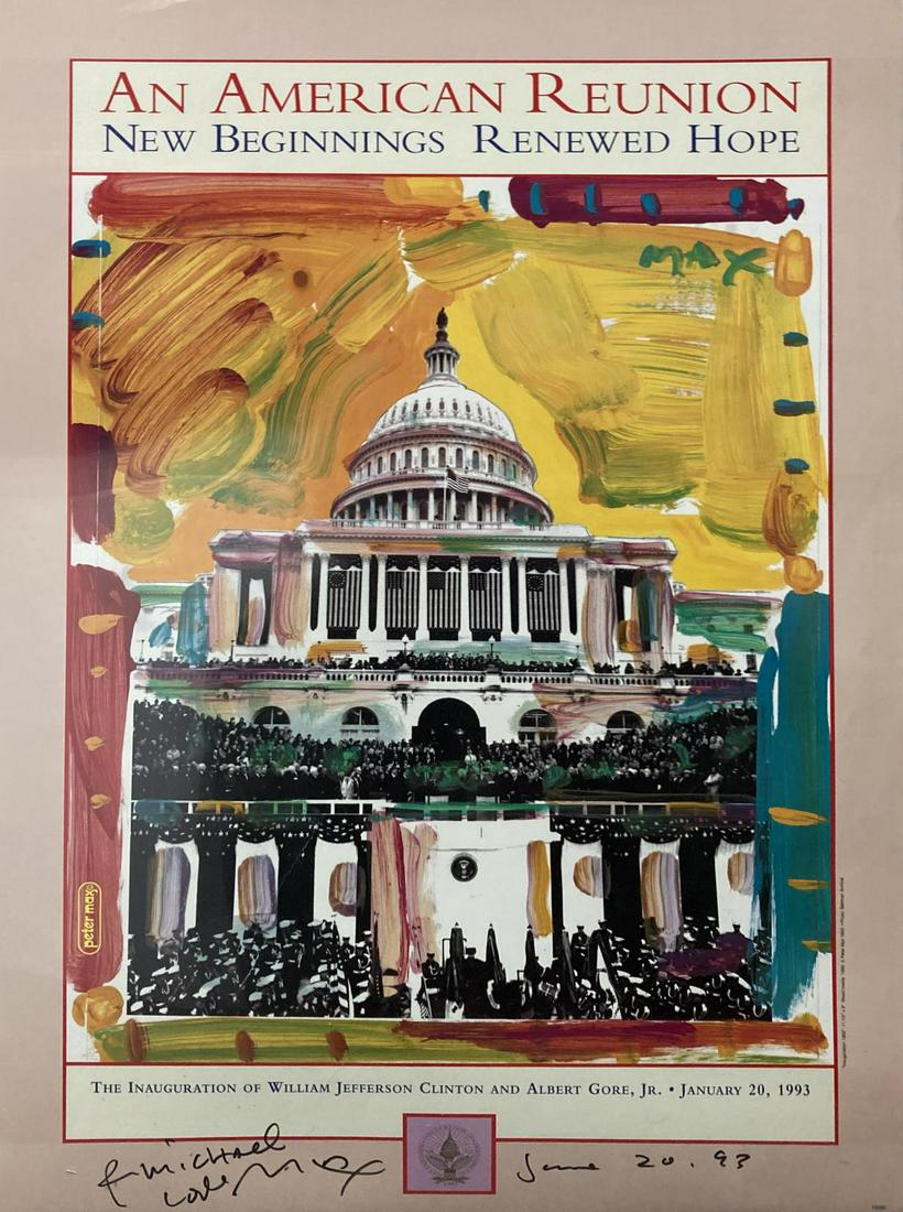 Peter Max An American Reunion Bill Clinton Inaguration Poster