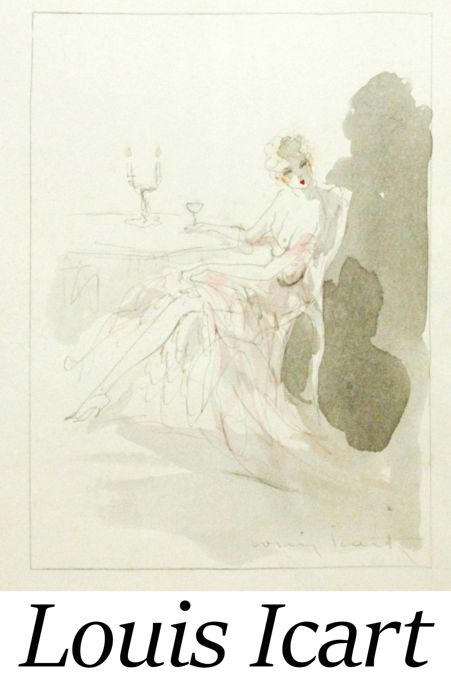 Louis Icart Untitled Original Drawing Auction