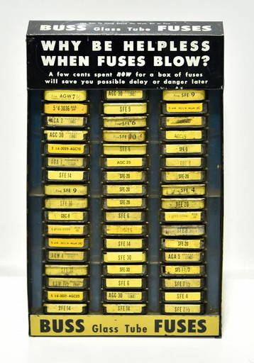 Buss Automobile Fuses Tin Display Sign With Fuses