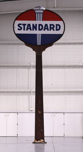 Standard Oil Porcelain Gas Station Pole Sign 18 Ft.