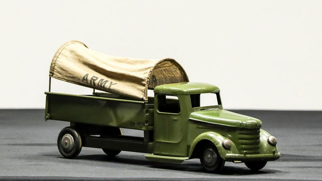 1940s Structo Army Transport Truck Pressed Steel Toy