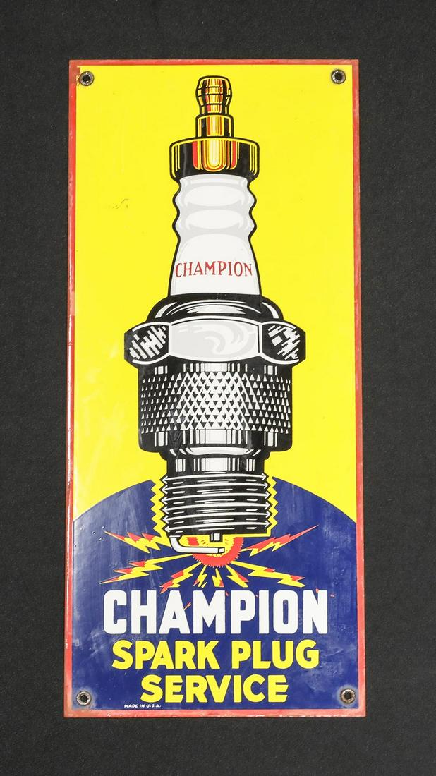 1940s Champion Spark Plug Porcelain Advertising Sign