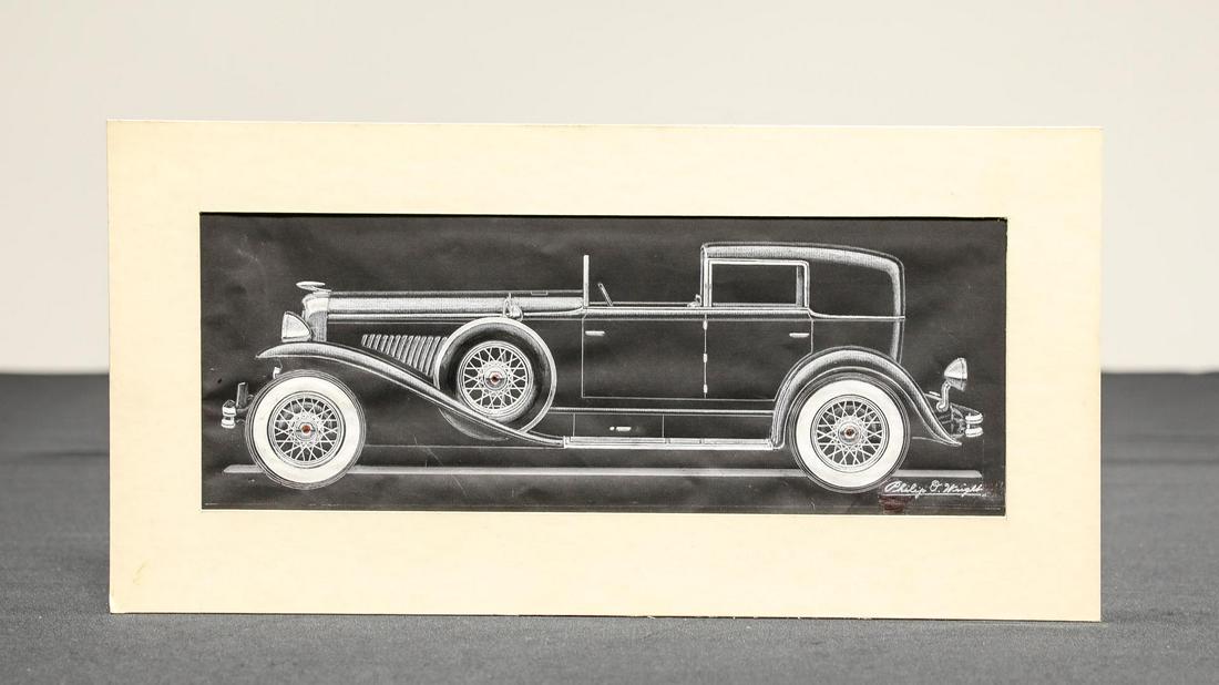 Duesenberg Model J Town Car Original Drawing By