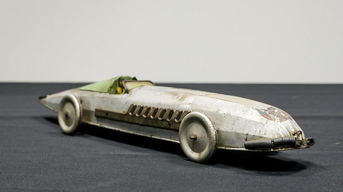 Buffalo Toys Silver Bullet Race Car Pressed Steel Toy