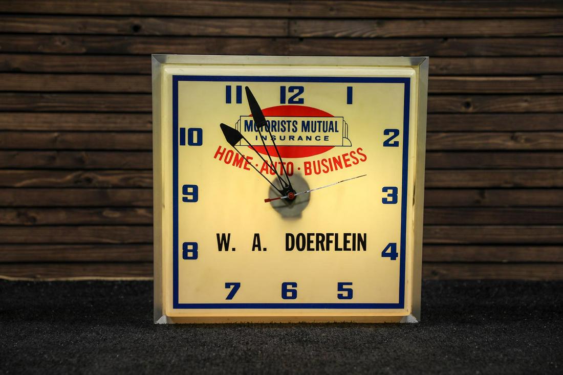 Circa 1960s Motorists Mutual Insurance Clock