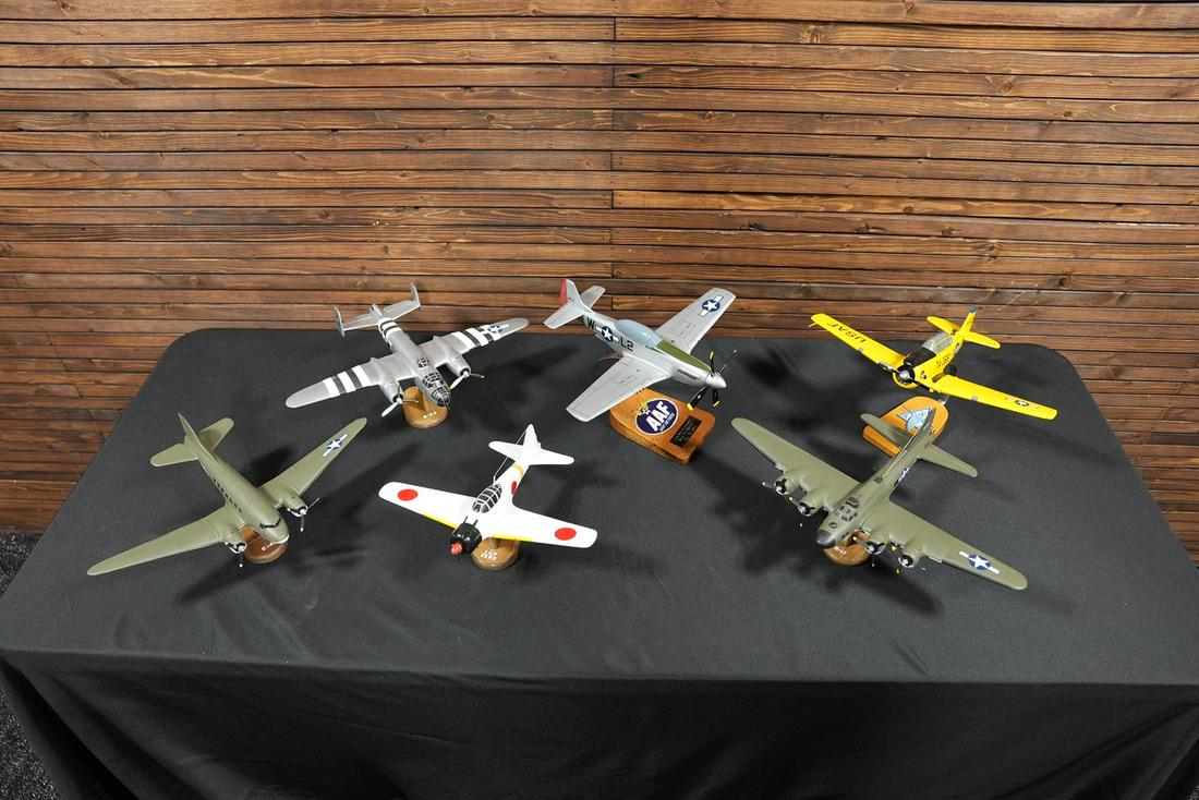 Lot Of 6 Model Airplanes With Stands