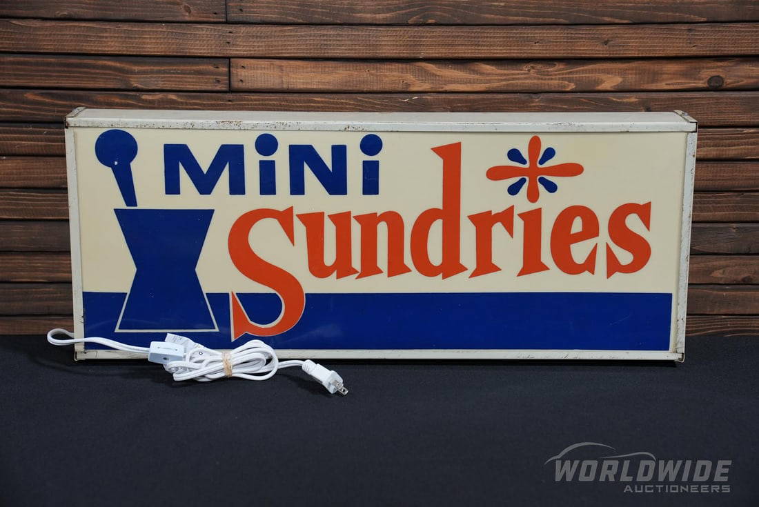 1960s Mini Sundries Lighted Sign Auction