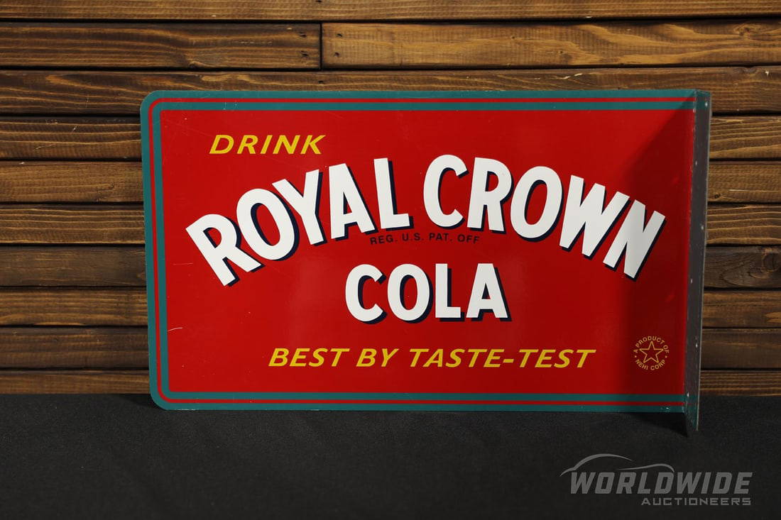 Royal Crown Cola Tin Double-sided Flange Sign - Reissue Auction