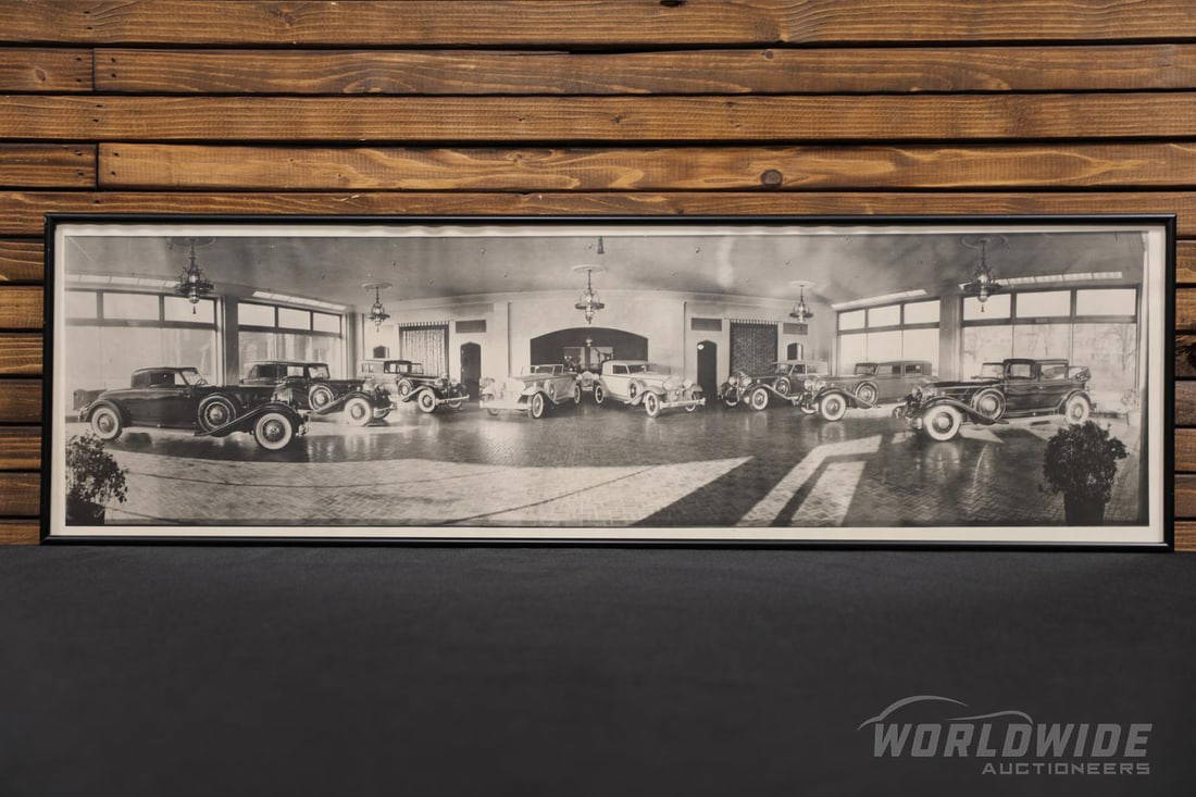 1929 Packard Showroom Panoramic Photo - Framed Auction
