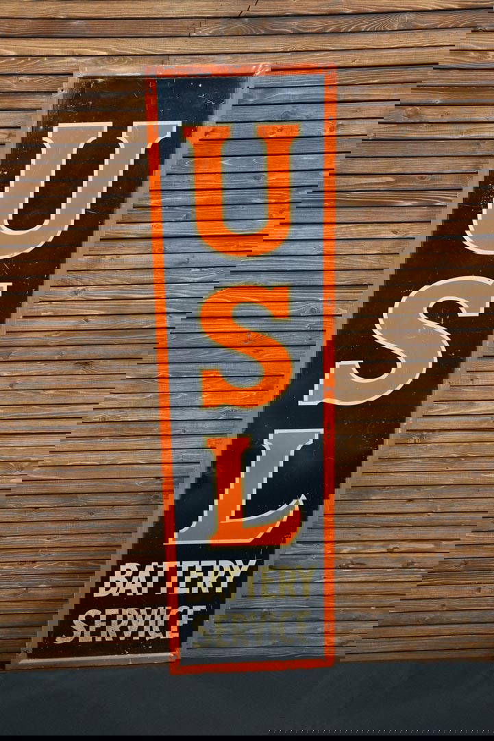 Original Usl Battery Service Tin Sign Auction