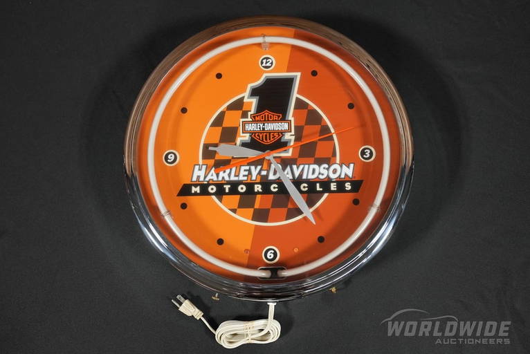 Harley Davidson Neon Lighted Clock Reproduction