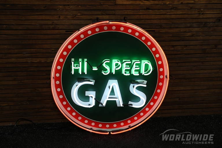 Hi Speed Gas Round Neon Sign New