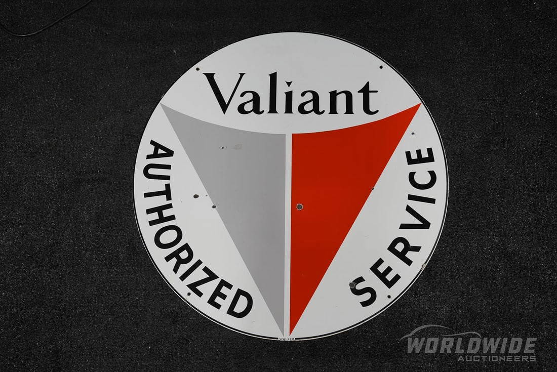 1960 Original Valiant Authorized Service Double-sided Porcelain Sign ...