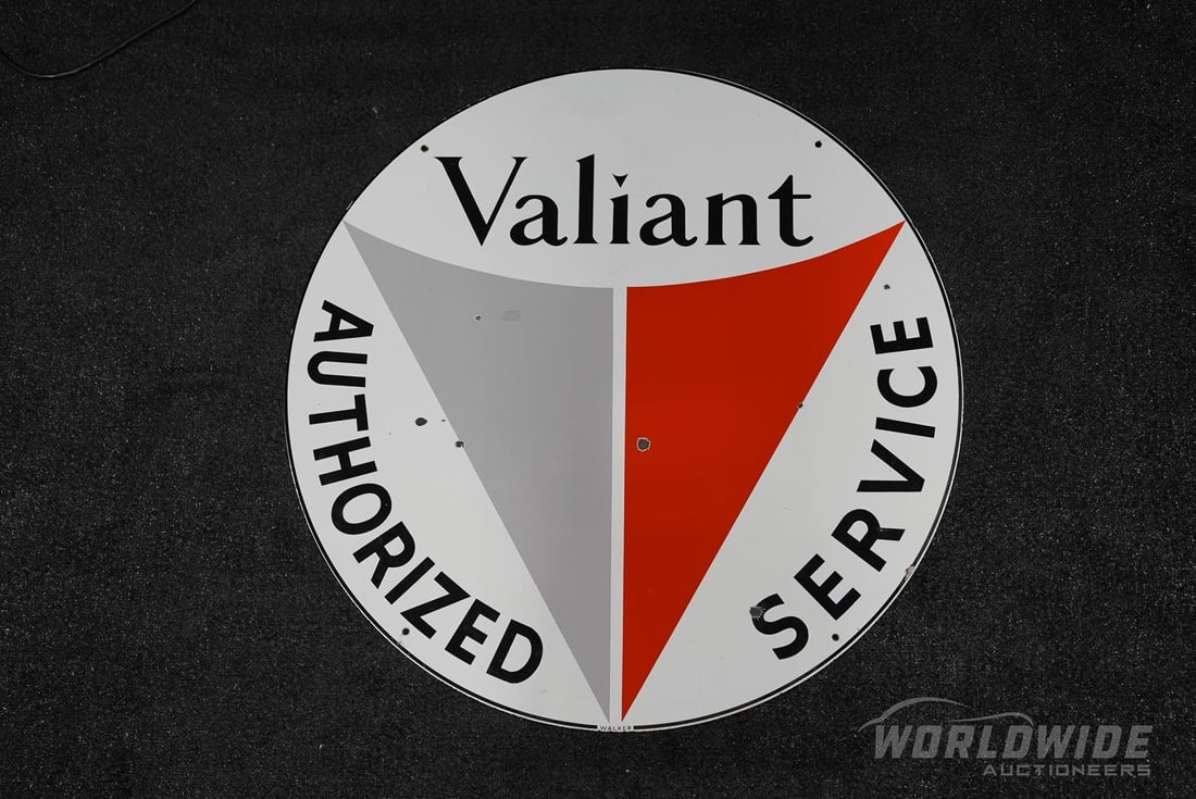 1960 Original Valiant Authorized Service Double-sided Porcelain Sign ...
