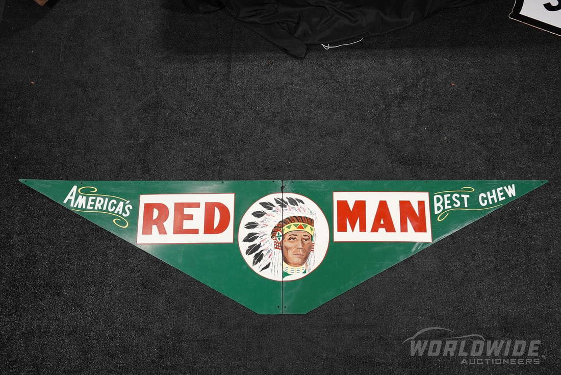 Red Man Tobacco Tin Sign Auction