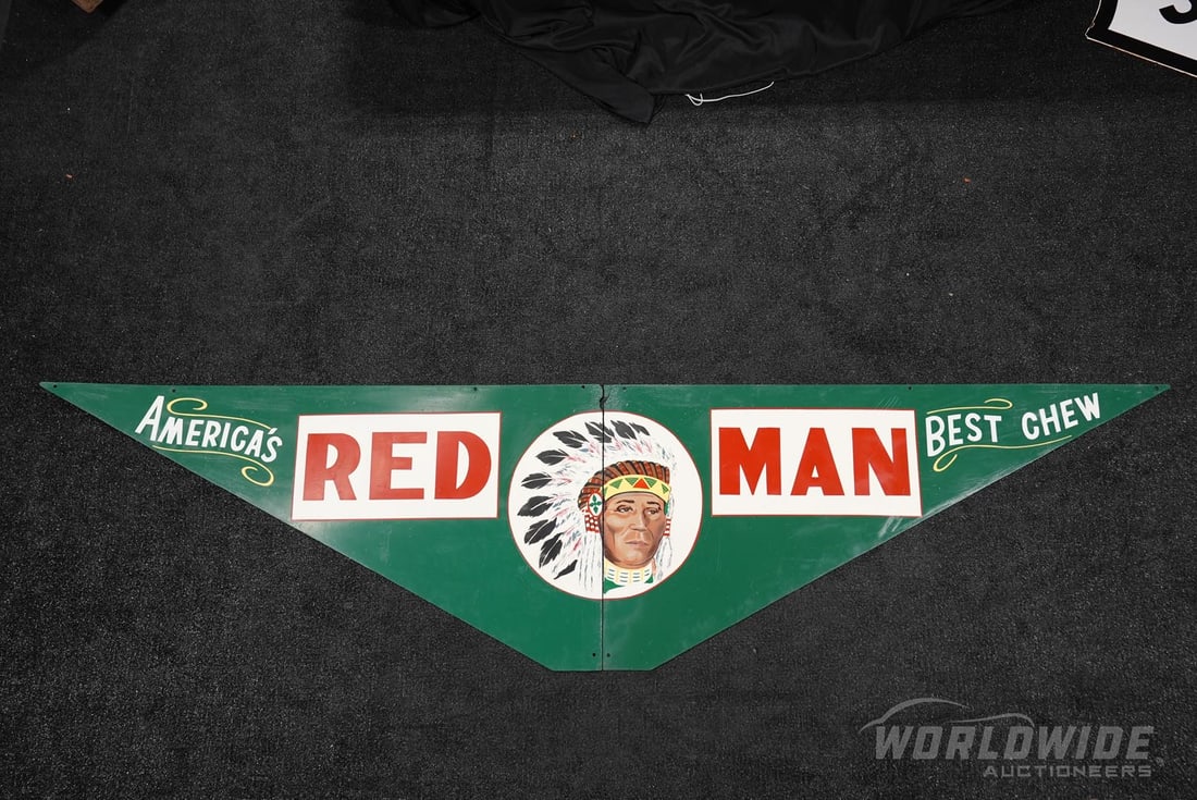 Red Man Tobacco Tin Sign Auction