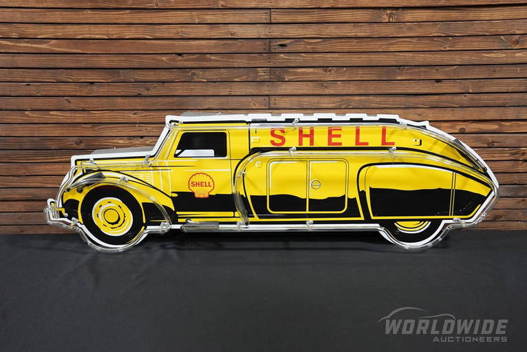 Shell Oil Streamliner Tanker Neon Sign
