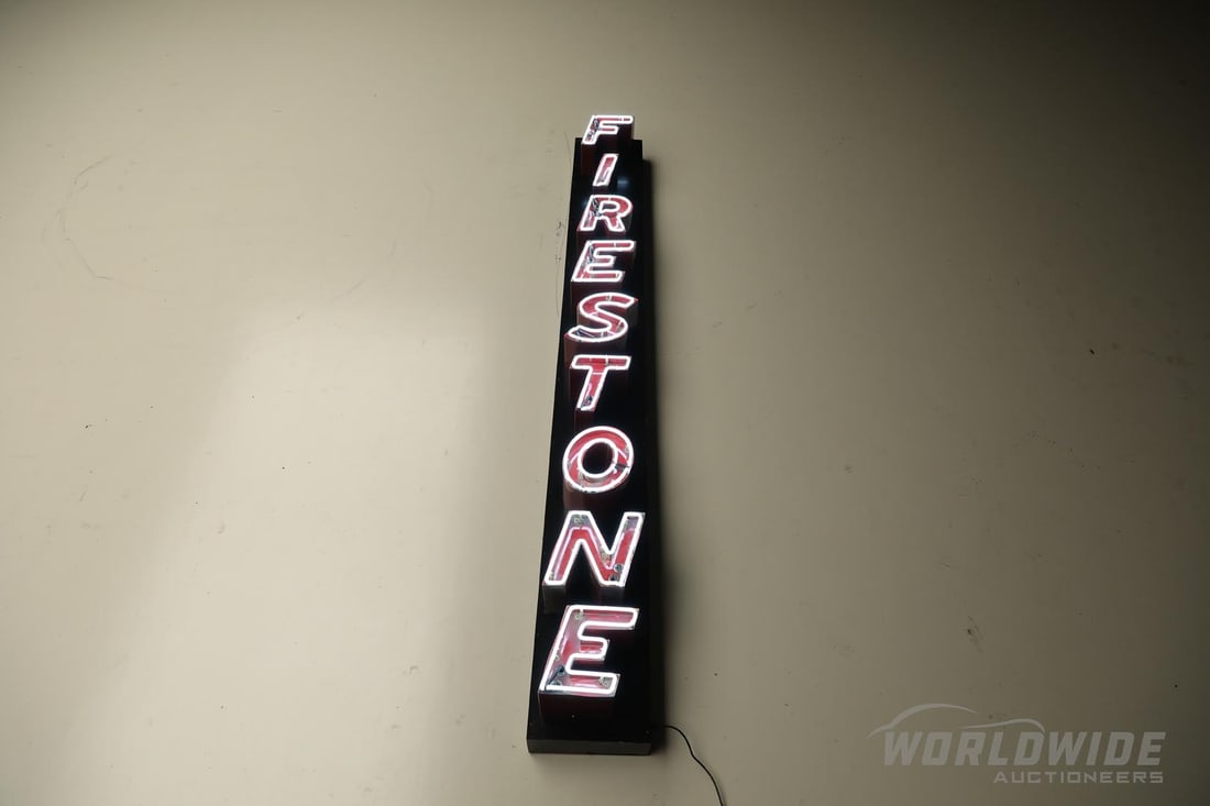 Original 1950s Large Firestone Neon Dealership Sign Auction