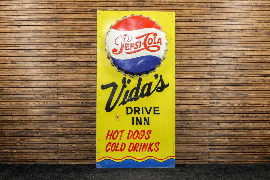 1960s Vintage Pepsi Bottle Cap - Vida's Drive Inn Sign Auction