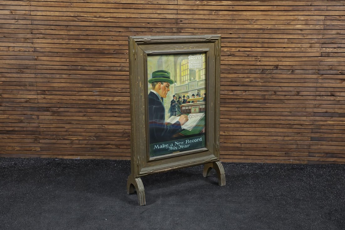 1930s Vintage Wood Poster Display Board With Posters