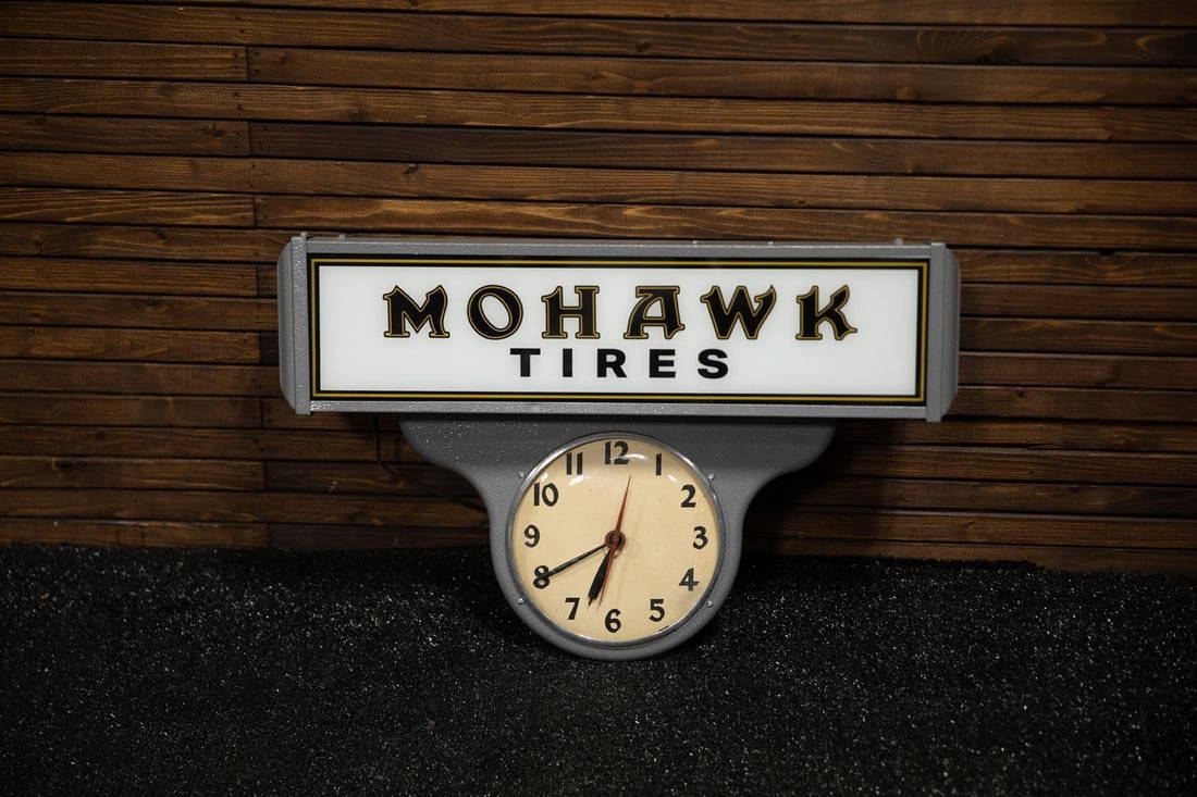 Mohawk Tires Lighted Sign And Clock Auction