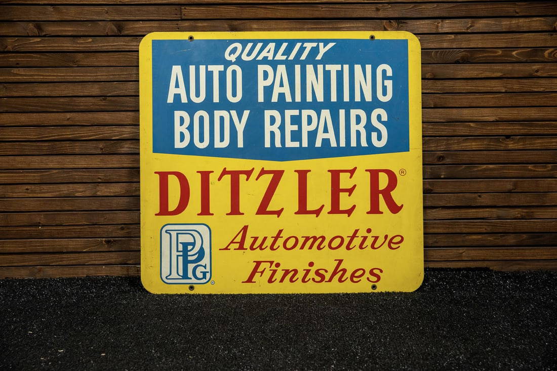 Ditzler Auto Finishes Double-sided Painted Tin Sign Auction