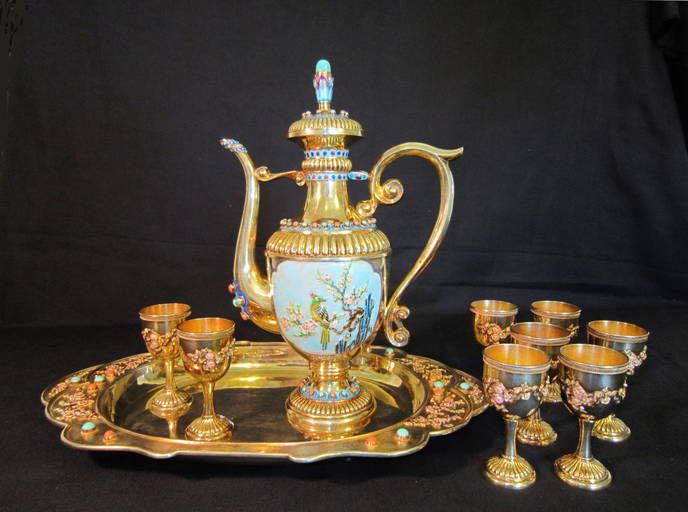 Superb Chinese Gilt and Enamel Silver Tea Set - Oct 06, 2012 | E Pearl ...