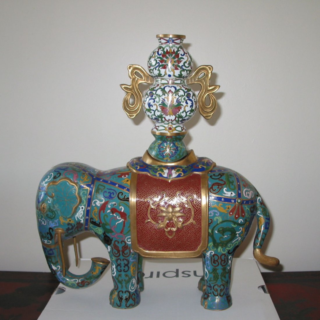 A Large Chinese Cloisonne Elephant Form Censer