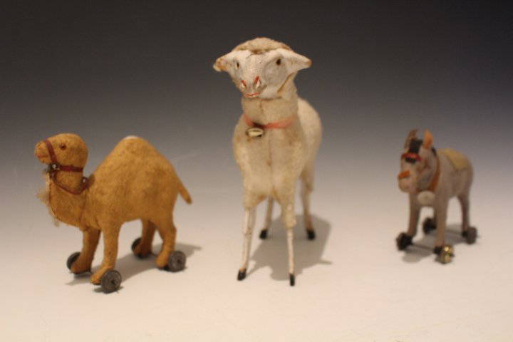 Stick Leg Putz Animals Sheep, Camel & Donkey On Wheels