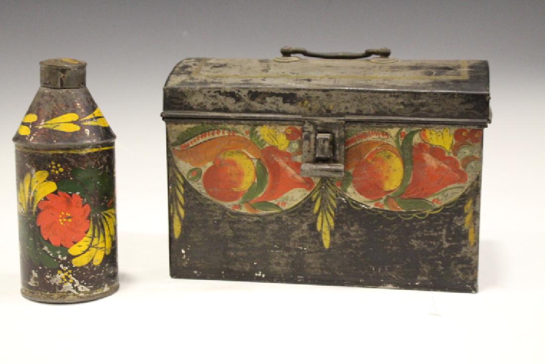 19th C Toleware Document Box & Canister