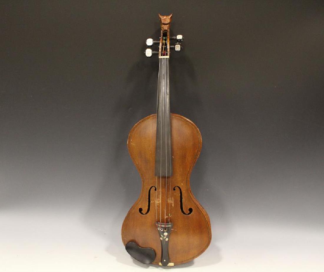 Antique Cornerless Violin with Carved Wolf Head