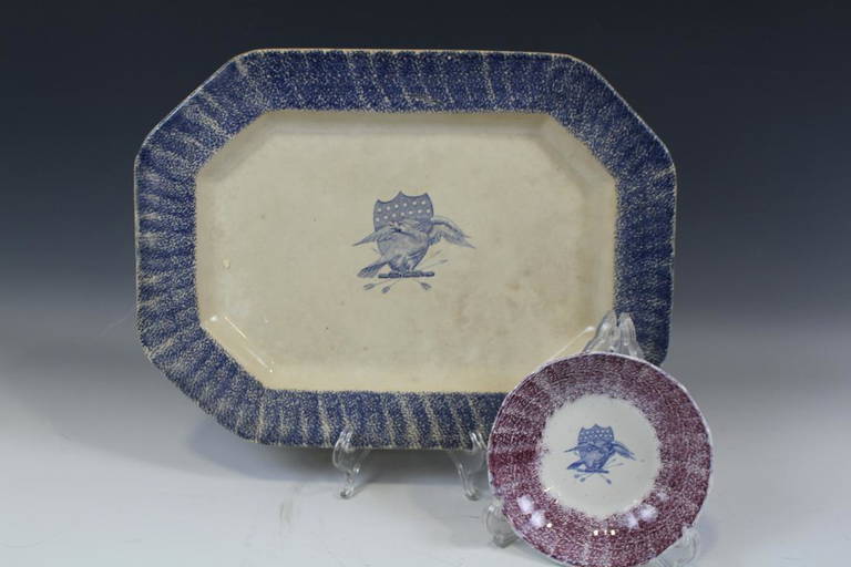 Stick Spatterware Platter & Dish W/ Eagle & Shield