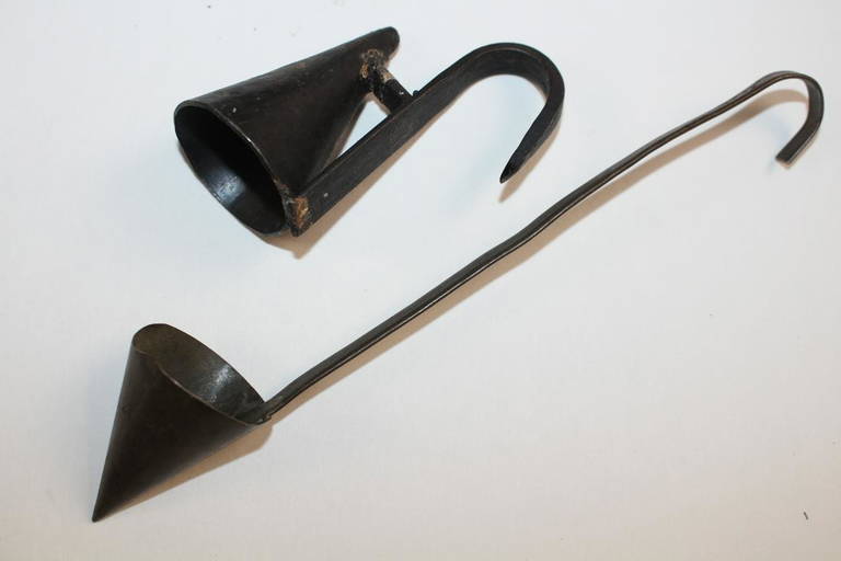 18th C Candle Snuffers Dated Forged Iron & Tin