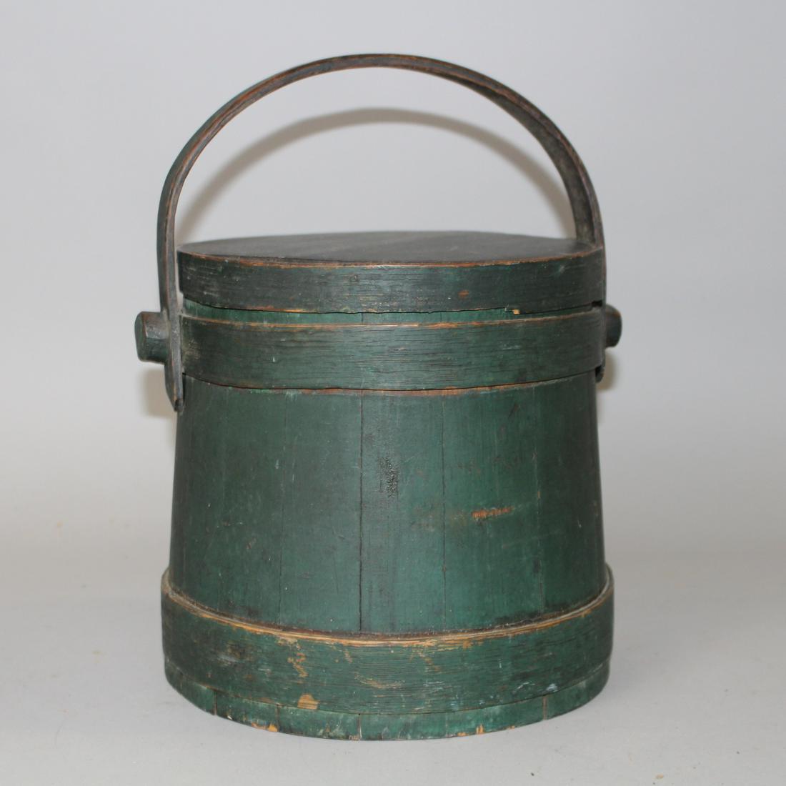 19th C. Green Painted Firkin
