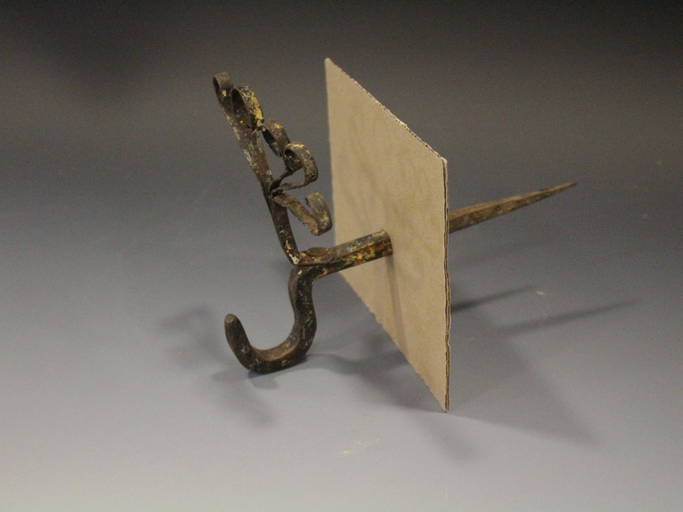 Forged Iron Hearth Cooking Hook W/ Curly Cues