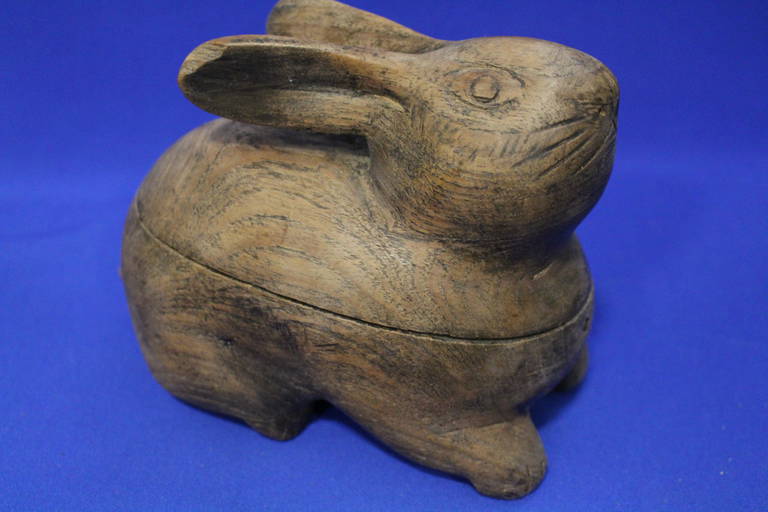 Carved Wooden Rabbit Box