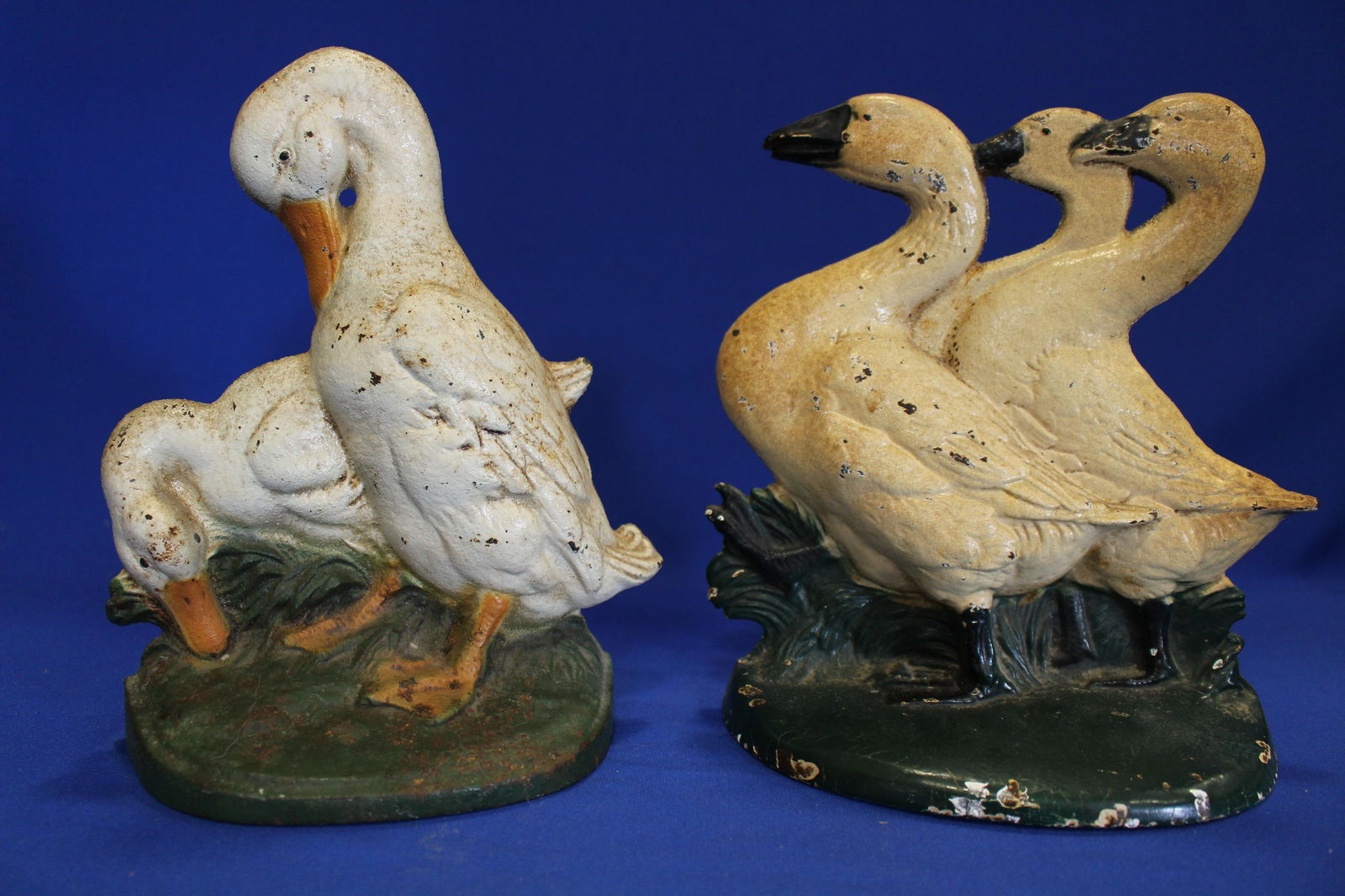 Hubley Cast Iron 3 Goose & 2 Geese Door Stops