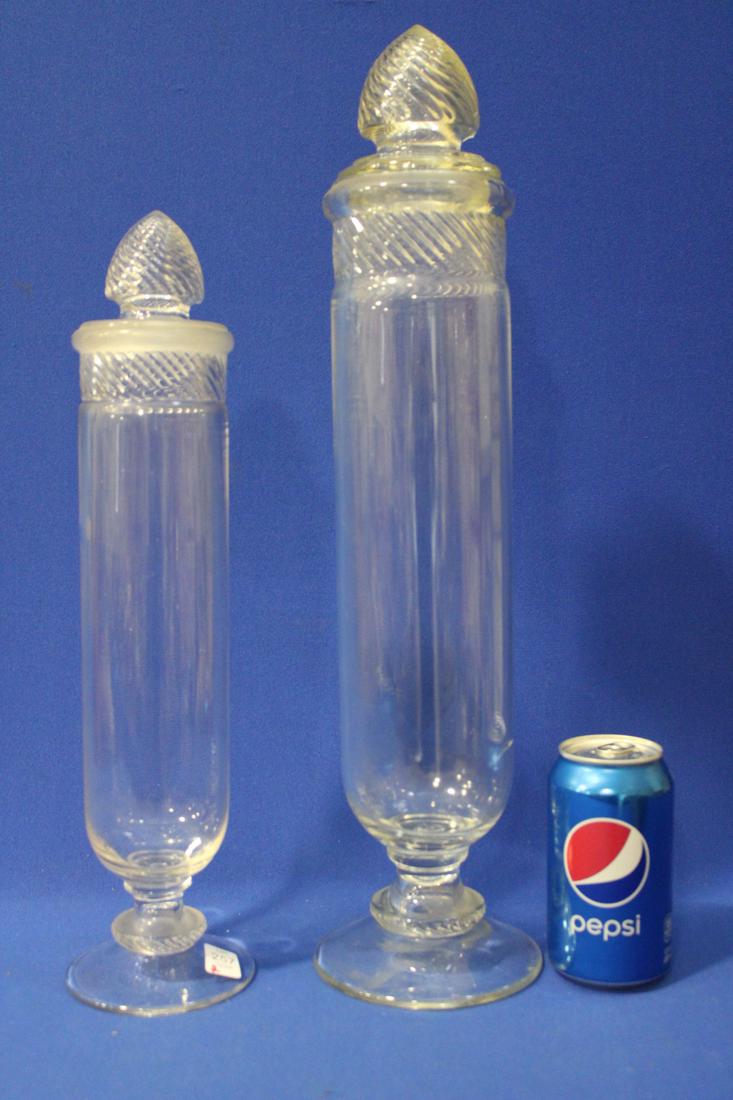 Lot Of 2 19th C Columbia Cylinder Apothecary Drug Store Candy Jars