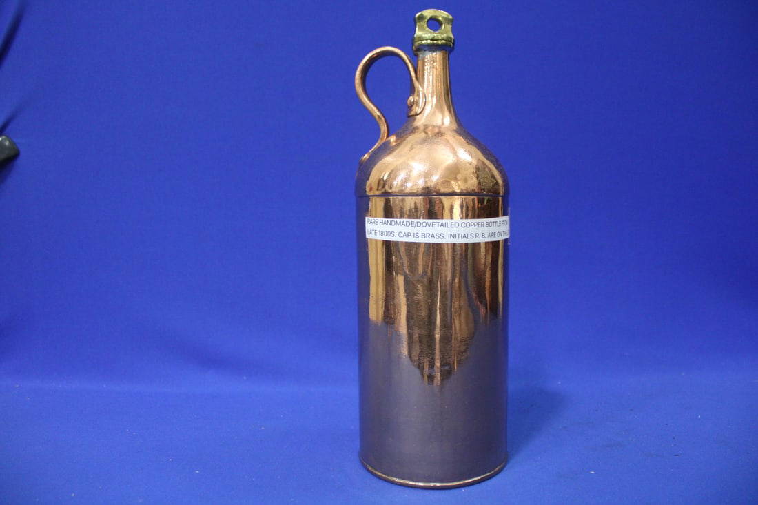 Late 1800s Polished Copper & Brass Bottle / Container Auction