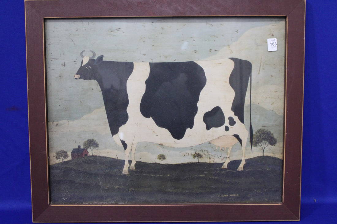 Warren Kimble Folk Art Cow Print Auction