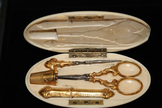 1850s 18K Gold & Ivory French Sewing Kit