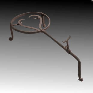 18th C. Wrought Iron Frying Pan Stand/trivet Heart Form